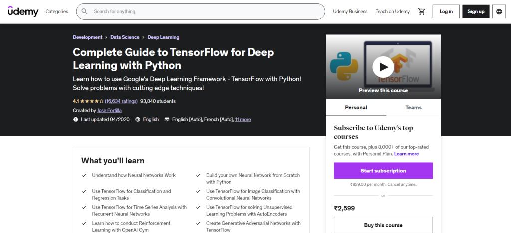 10 TensorFlow Courses to Get Started with AI & Machine Learning - The ...